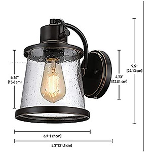 Bedroom wall lights, Wall Sconces, Pendant Lights Architectural Wall Sconces Compatible with Entryway, Porch, Doorway| Indoor Outdoor Wall Sconce | Clear Seeded Glass Shade | Oil Rubbed Bronze Finish