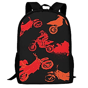 ALIFAFA Motocross Sport Motorcycle Vehicle School Backpack Shoulder Daypack, Dirt-Bike Boy Men School Bag Outdoor Casual Shoulders Backpack Travel Daypacks for Women Men Teens Kids Black
