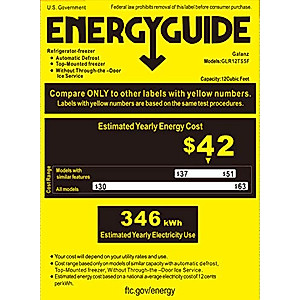 Galanz GLR12TS5F Refrigerator, Dual Door Fridge, Adjustable Electrical Thermostat Control with Top Mount Freezer Compartment, 12.0 Cu.Ft, Stainless Steel, 12