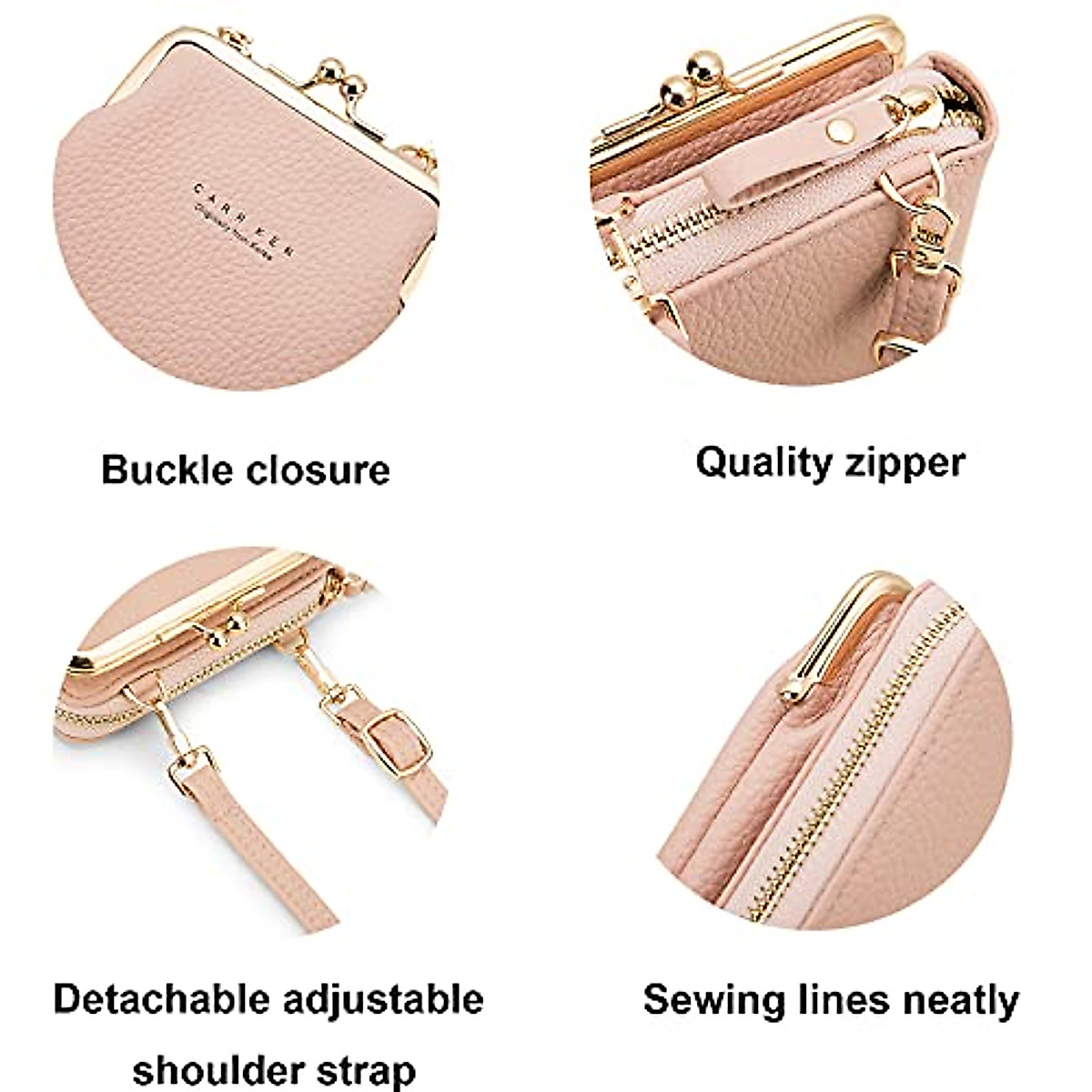 SUSIE ISLAND PU Leather Clasp Closure RFID Blocking Small Crossbody Cell Phone Bag Wallet with Credit Card Slots for Women (Blue)