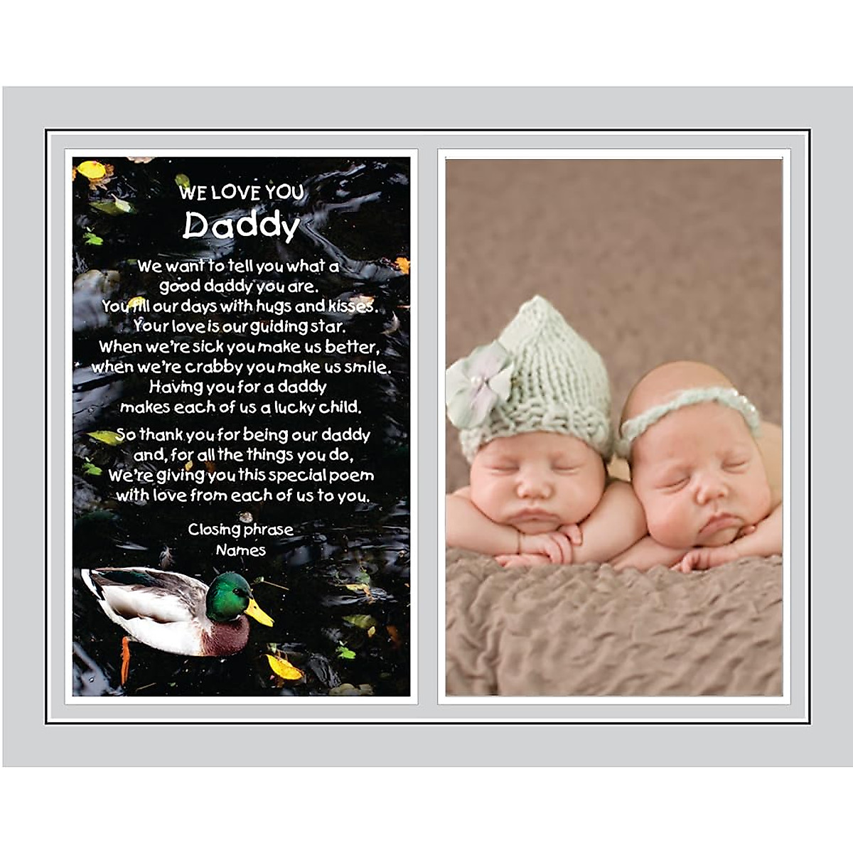 Daddy Poem from Daughters and Sons for His Birthday or Valentine's Day, 8x10 Inch Print Personalized with Names and Photo