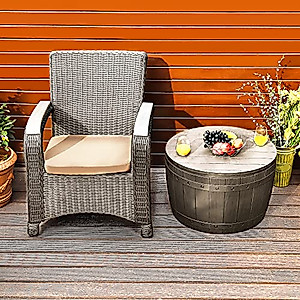 YITAHOME 33 Gallon Round Deck Box, Outdoor Storage Box for Patio Furniture,Patio Table for Cushion, Pool Accessories, Outdoor Toys, Waterproof Resin & Easy Assembly & Lightweight, Light Brown