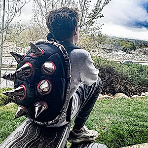 BioDomes Spiked Black-Red Shell Backpack