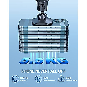 Victdom for MagSafe Car Mount [20 Strong Magnets] Magnetic Phone Holder for Car [Stable Metal Hook Clip] iPhone Car Mount for Vent Fit iPhone 14/13/12 Series and All Phones Metal Rings Included