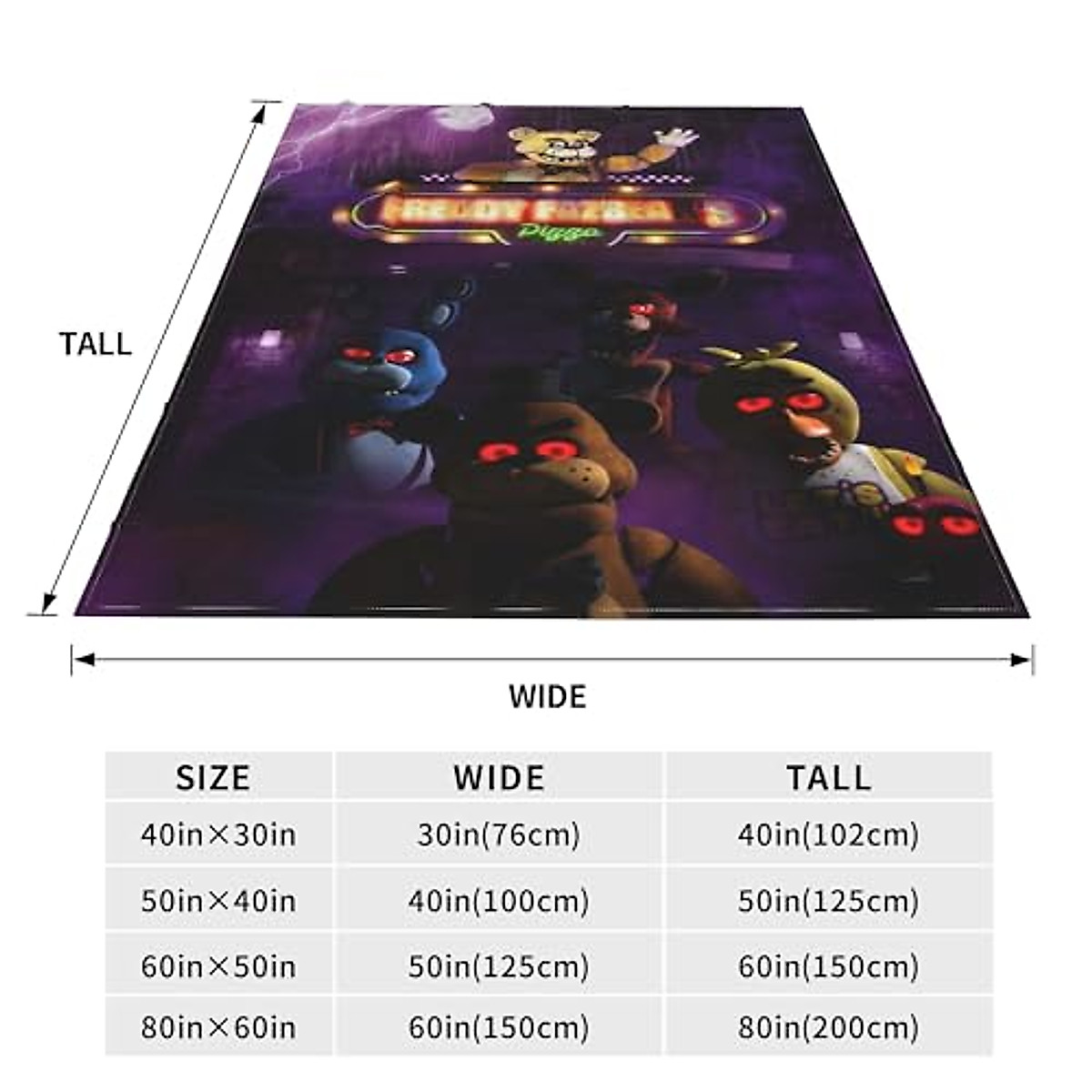 FNAF Bears Flannel Blanket Throw Plush Fleece Throw Blanket Soft Cozy Warm Lightweight for Couch,Bed and Sofa All Season