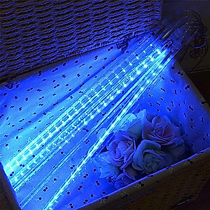 WASAGA Meteor Shower Lights, LED Rain Lights 20 Tubes 960 LEDs (2 Pack) 50cm Christmas Icicle Drop Lights Snow Lights for Christmas Wedding Party Urban Night Lighting New Year Garden Tree Home Decor