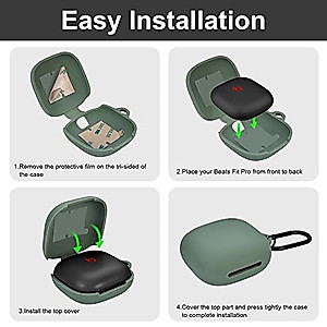 Beats Fit Pro Case Cover, AIRSPO Soft Silicone Case for Beats Fit Pro 2021 Shockproof Beats Fit Pro Earbuds Case Covers with Keychain (Cactus Green)