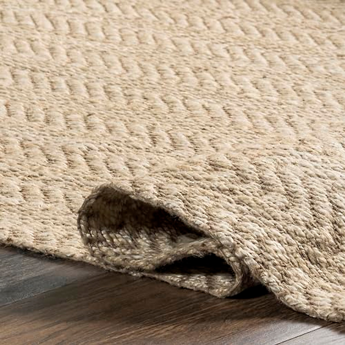 nuLOOM Don Chevron Jute Tasseled Accent Rug, 3' x 5', Off-white, Rectangular, 0.35" Thick