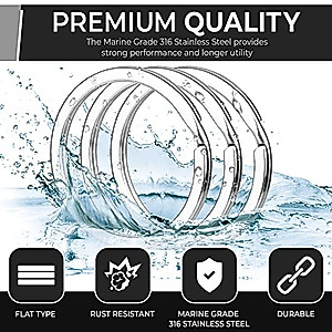 Crest Stainless Steel Key Rings - 10 Pcs - ~1.25inch, 32mm Surgical - Marine Grade SS316 Round Split Key Rings for Keychains - Surgical - Marine Grade Stainless Steel Keychain