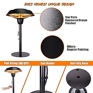 Star Patio Outdoor Freestanding Electric Patio Heater, Tabletop heater, Infrared Heater, Hammered Bronze Finished, Portable Heater suitable as a Balcony Heater, 1566-CT