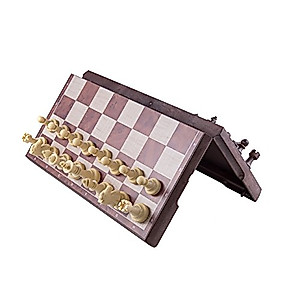 Checkers Game Board - 2 in 1 Folding and Magnetic Chess Game. Great for Travel Chess Set Strategy Game is 12.5 x 12.5, International Chess Set