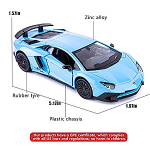 TGRCM-CZ 1/36 Scale Aventador LP700-4 Casting Car Model, Zinc Alloy Toy Car for Kids, Pull Back Vehicles Toy Car for Toddlers Kids Boys Girls Gift (Blue)