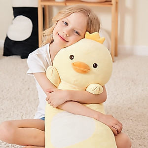 HAIJUNYA 36” Long Duck Plush Body Pillow, Kawaii Cute Yellow Ducks Stuffed Animals, Hugging Squishy Pillow Soft Plushies Toy, Gifts for Girls and Boys Valentines, Christmas, Birthdays