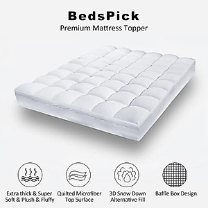 Mattress Topper California King, BedsPick Pillow top Mattress Padded Cover Washable, Soft Plush Mattress Pad Overfilled with Down Alternative, Quilted Cal King Bed Toppers Fitted Deep Pocket