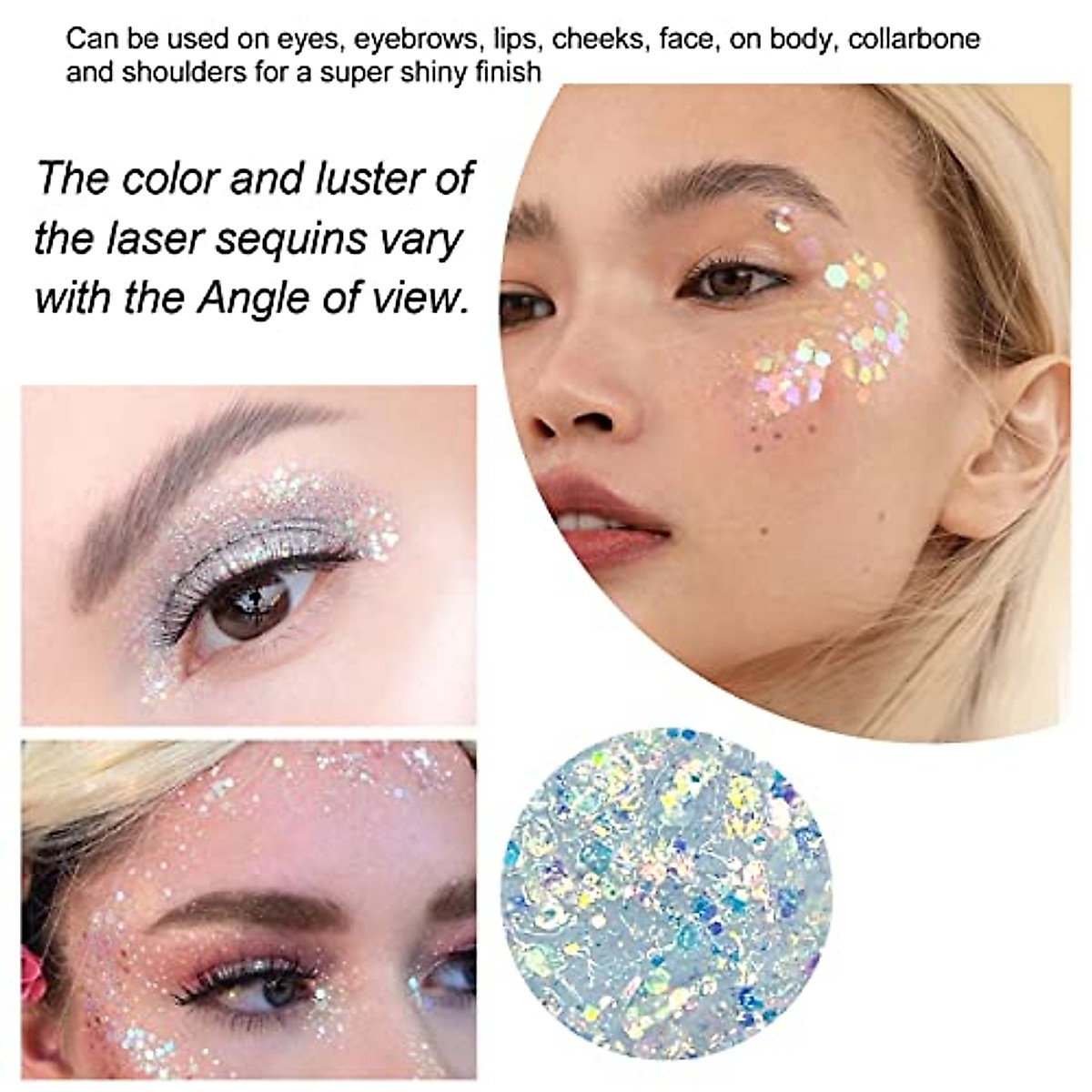 Glitter Body Gel, Glitter Set with Glitter Body Gel Stick for Party