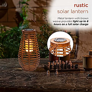 Alpine Corporation QLP1344SLR-HH-S-TM Alpine Small-Metal Cylinder Solar Lantern, Gray