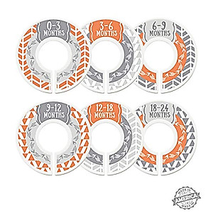 Modish Labels Baby Clothes Size Dividers, Baby Closet Organizers, Size Dividers, Baby Closet Organizers, Closet Dividers, Clothes Organizer, Boy, Woodland, Arrows, Tribal, Orange, Grey, Gray (Baby)