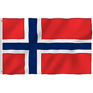 ANLEY Fly Breeze 3x5 Foot Norway Flag - Vivid Color and Fade proof - Canvas Header and Double Stitched - Norwegian Nordmann National Flags Polyester with Brass Grommets 3 X 5 Ft