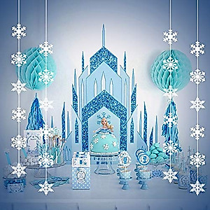 TUPARKA 12 Strings Snowflake Hanging Decorations Frozen Birthday Party Supplies Winter Wonderland Party Decorations White Christmas Snowflake Decorations Snowflake Garland Hanging Decorations