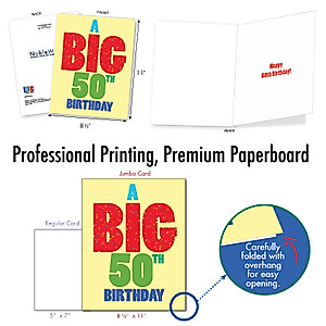 NobleWorks - 50th Big Funny Birthday Card (8.5 x 11 Inch) - Group Milestone Notecard for Year Old, Birthday Congrats - Big 50 J3940BDG