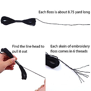 24 Skeins Cross Stitch Threads, Black and White Cotton Embroidery Floss Friendship Bracelets Floss with 12 Pieces Floss Bobbins for Knitting, Cross Stitch Project