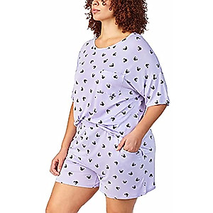 Disney Womens Short Pajama Set with Pockets (Purple, X-Large)