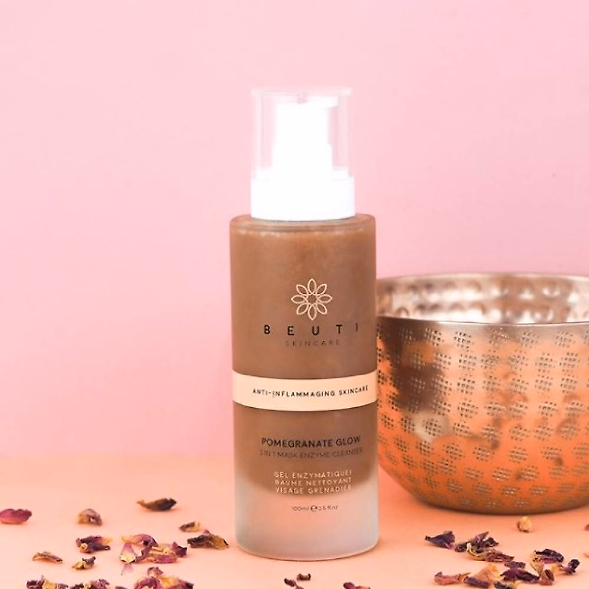 Beuti Skincare - Detoxifying 3-in-1 Pomegranate Glow Enzyme Cleanser | Clean + Natural Pomegranate-Based Skincare (2.5 fl oz | 100 ml)