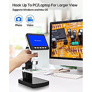 LCD Dgital Microscope, Ankylin 4.3" Coin Microscope 50X-1000X, USB Digital Microscope with 8 LED Fill Lights, 32G SD Card, Electronic Microscope Compatible with Mac/Windows