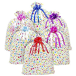 WISHOPE 6 Pieces 48" Jumbo Plastic Gift Wrapping Bags Extra Large Gift Sack Giant Goody Bags XL Present Bags for Baby Shower New Parents Birthday Wedding Christmas with 6 Pieces Pull Bows