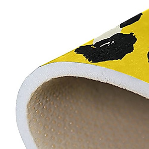 ALAZA Black Yellow Leopard Print Non Slip Area Rug 5' x 7' for Living Dinning Room Bedroom Kitchen Hallway Office Modern Home Decorative