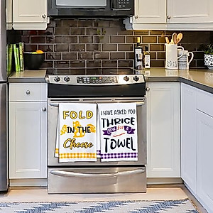 BUBOOM Funny Kitchen Towels, SC Merchandise Gifts Idea, Absorbent Dish Towel Set of 4 for Fans, Fold in The Cheese Cute Tea Towel Housewarming Gift for Women, Hostess New Home Decorations