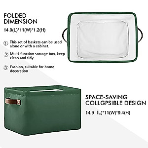 xigua Storage Basket Hunter Green Storage Bin with Handle, Large Storage Cube Collapsible for Shelves Closet Bedroom Living Room 2PCS