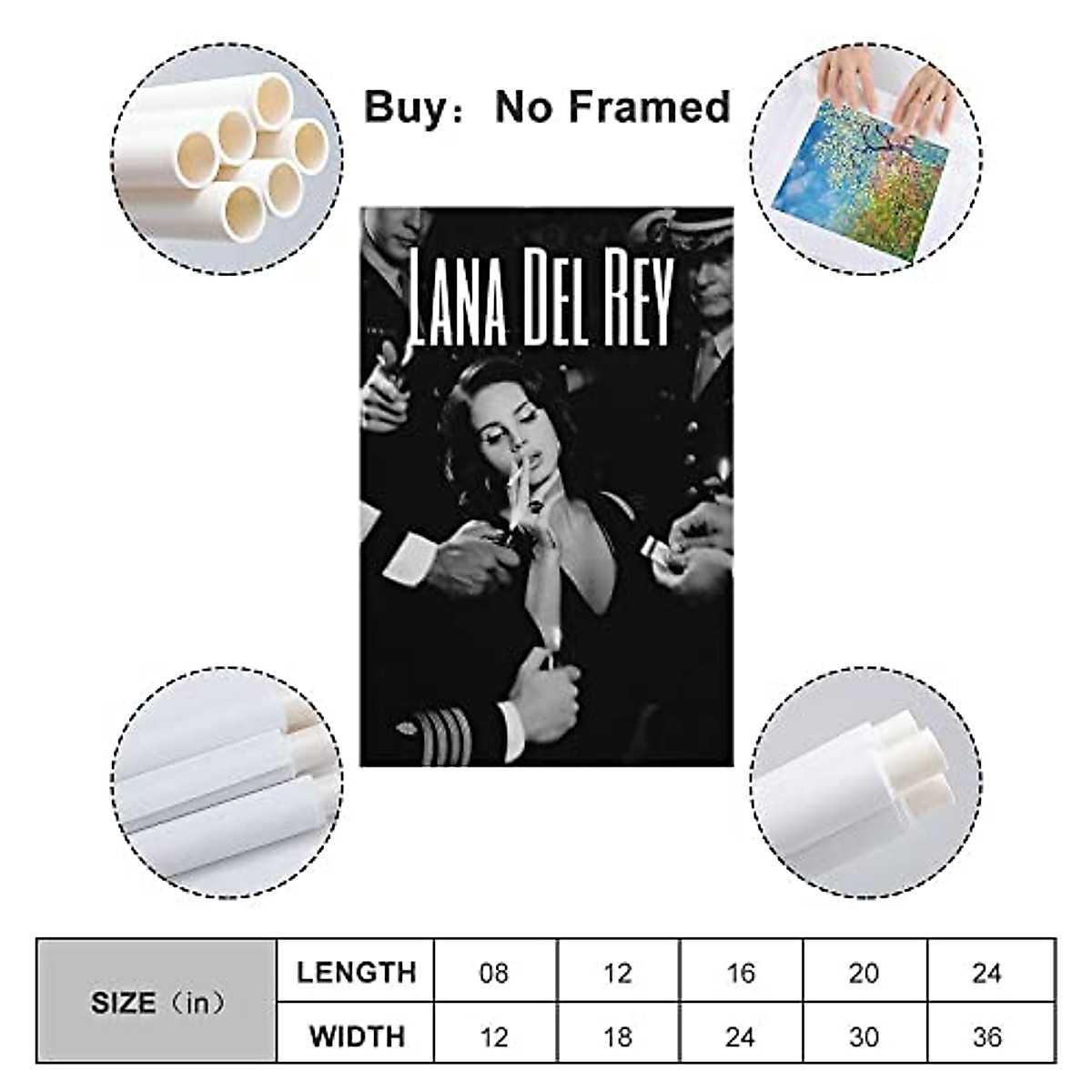 SSJS Lana Del Rey Poster Decorative Painting Canvas Wall Posters And Art Picture Print Modern Family Bedroom Decor Posters 12x18inch(30x45cm)