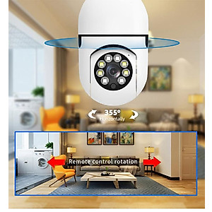 Light Bulb Security Camera, Full-HD 1080P 360 Degree Panoramic 2.4G Wireless WiFi Camera, with Infrared Night Vision & Motion Detection & 2-Way Audio Home Camera for Baby/Elder/Pet