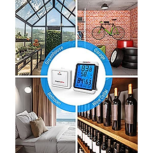 ThermoPro TP65 Indoor Outdoor Thermometer Digital Wireless Hygrometer Temperature Humidity Monitor with Jumbo Touchscreen and Backlight Humidity Gauge,LCD
