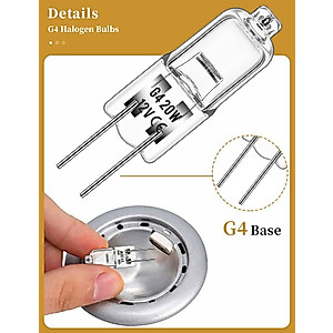 DORESshop Halogen Light Bulbs, 10 Pack G4 Bulb, Halogen Light Bulbs 2 Pin 12V 20W T3 Bi-Pin G4 Base Long Lifetime Dimmable 3000K Halogen Bulbs for Under Cabinet Puck Light, Chandeliers