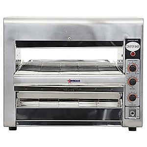 Omcan 11387 14 Inch Wide Conveyor Belt Adjustable Heat and Speed Stainless Steel Infrared Baking Commercial Kitchen Toaster Oven