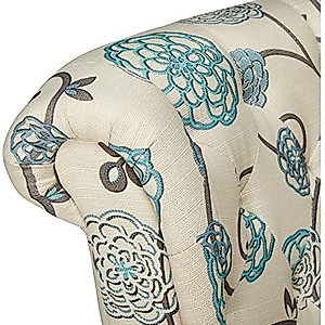 Christopher Knight Home Greggory Floral Fabric Tufted Chair, White / Blue