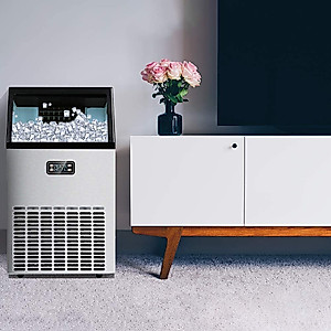 Undercounter Commercial Ice Maker Machine, 100 LBS/24H with 33LBS Large-Capacity, Freestanding|Countertop Ice Machine with Scoops for Commercial Use Bar, Coffee Shop, Restaurant, Office, Garage, Home