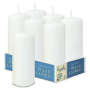 HYOOLA White Pillar Candles 3x7 Inch - Unscented Pillar Candles - 6-Pack - European Made