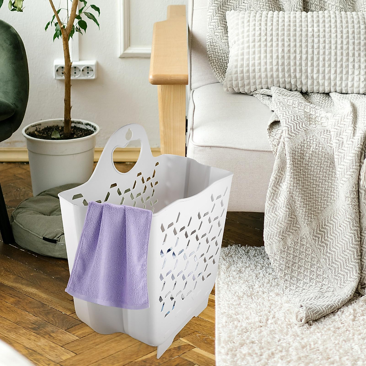 Collapsible Laundry Basket Clothes Storage Basket Dirty Cloth Basket Laundry Hamper Wall Mounted Laundry Basket Plastic Storage Bathroom Basket Organizer Tpe Child White Clothing