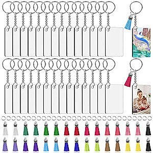 Modacraft Sublimation Keychain Blanks Bulk 120Pcs Sublimation Keychain Blanks Set with Rectangle Sublimation Blanks, Keychain Tassels, Keychain Rings and Jump Rings for DIY Keychain Crafting