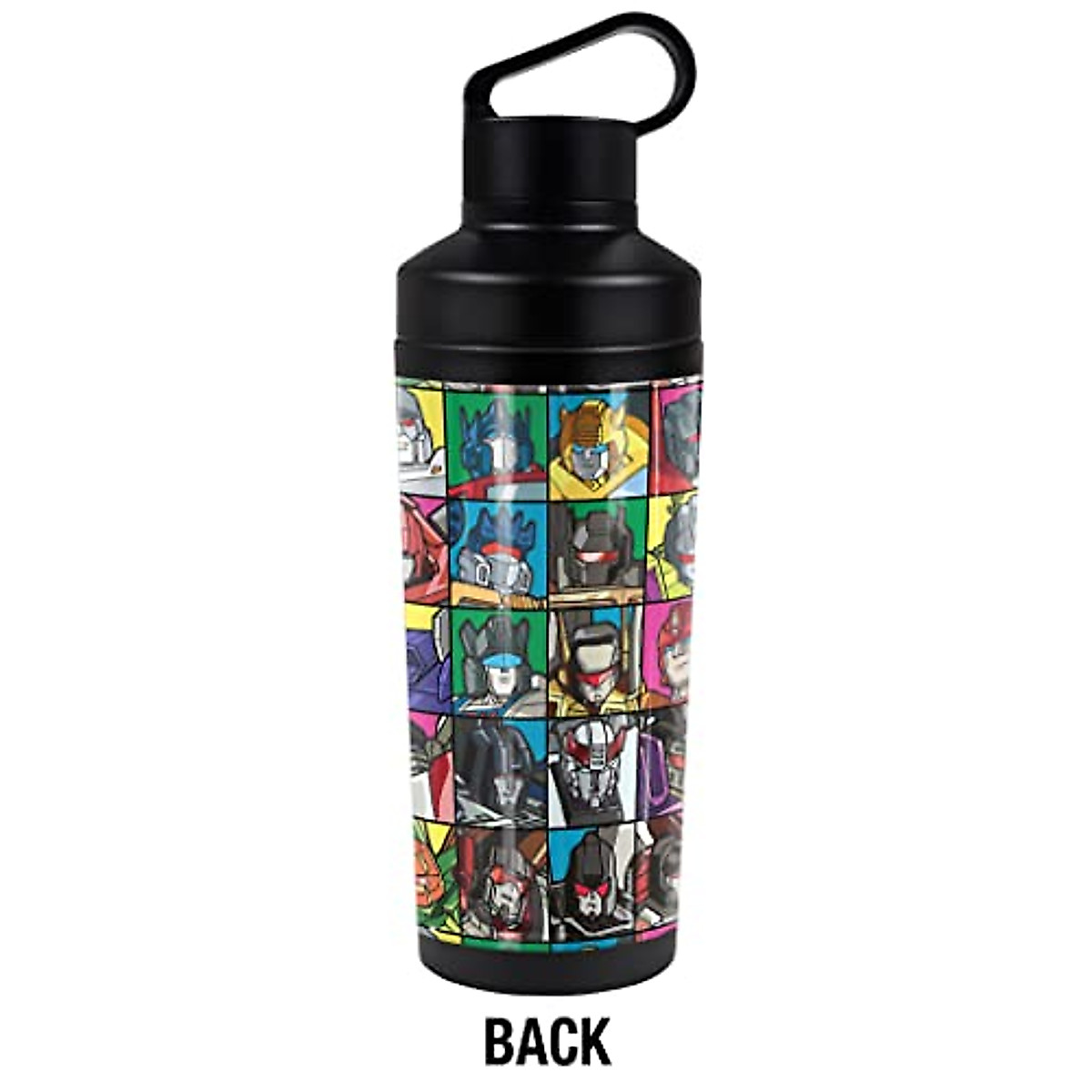 Transformers OFFICIAL Transformer Squares 18 oz Insulated Water Bottle, Leak Resistant, Vacuum Insulated Stainless Steel with 2-in-1 Loop Cap