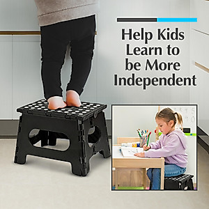 Folding Step Stool - The Lightweight Step Stool is Sturdy Enough to Support Adults and Safe Enough for Kids. Opens Easy with One Flip. Great for Kitchen, Bathroom, Bedroom, Kids or Adults.