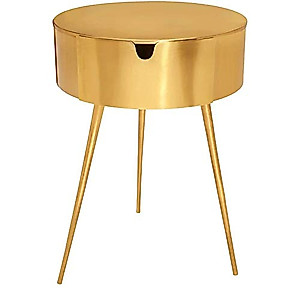 Meridian Furniture Bali Collection Modern | Contemporary Durable Metal Side Table/Nightstand, 16" W x 16" D x 23" H, Gold