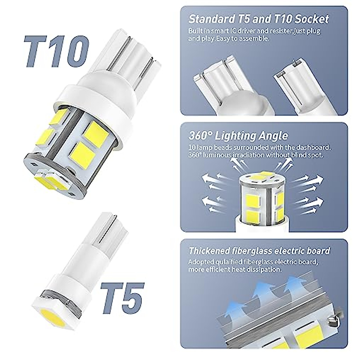 32 Pcs Dome Light Bulb LED Car Bulb Kit Set Interior Car Light Bulbs T10 T5 31MM DE3175 42MM Festoon Replacement Bulbs for Door,Courtesy,License Light(White)