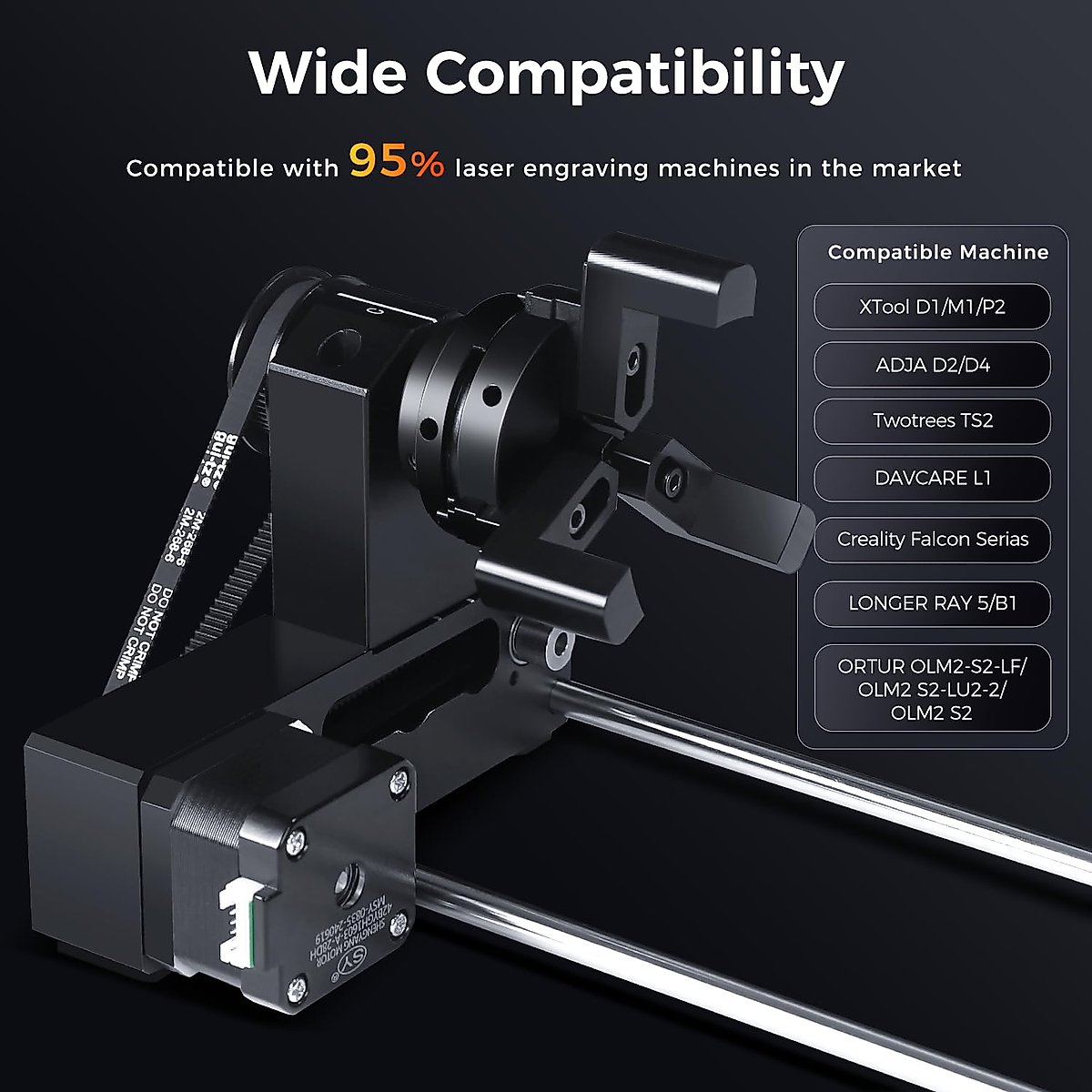 Comgrow 4-in-1 Y-axis Rotary Roller, Suitable for Most Laser Engraving Machines, with 3 Types of Claws and Pins, for Engraving Cylindrical and Spherical Objects, Wine Glass, Tumbler, Rings