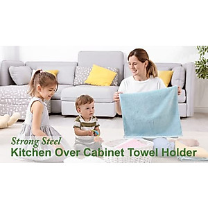 Over The Cabinet Towel Bar, Hand Towel and Washcloth Rack for Bathroom and Kitchen CTB3000 Chrome