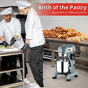 Commercial Food Mixer 15QT 600W 110V 3 Speeds Adjustable, Stand Mixer Dough Kneading Machine with Stainless Steel Bowl Dough Hooks Whisk Beater, With Safety Guard for Bakeries Restaurants Pizzerias