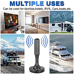 TV Antenna, Digital TV Antenna Indoor for Smart TV, 360° Reception & Strong Magnetic Base Digital HDTV Antenna, Long Range Reception- Support 4K 1080p Fire tv Stick and All TV's - 10ft Long Cables